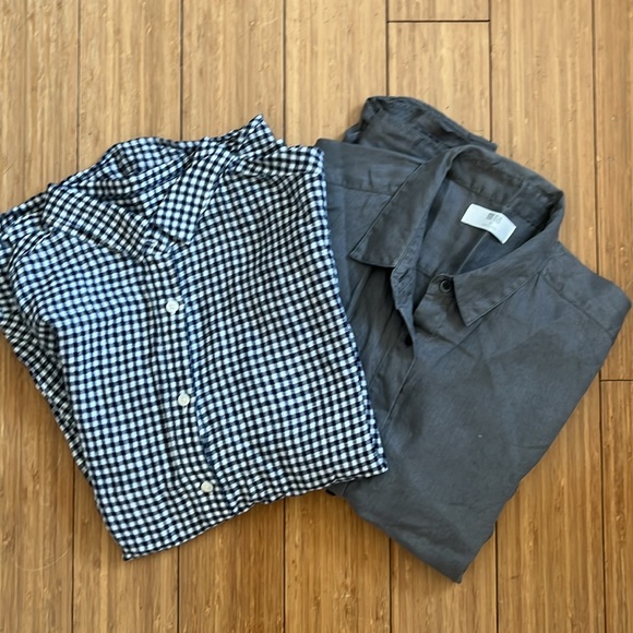 Uniqlo | Tops | Uniqlo Nwot Premium Linen Shirt Set Slate Gingham ...